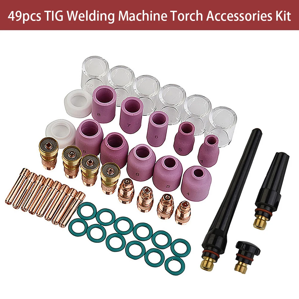 49Pcs TIG Welding Torch Stubby Gas Lens For WP17 WP18 WP26 TIG 10 High ...