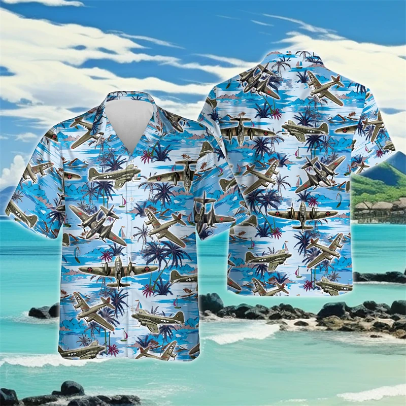 Hawaiian-Airplane-Aviation-3D-Printed-Beach-Shirts-Casual-Pilot-Shirt ...