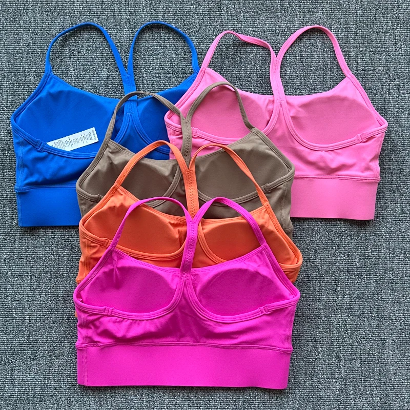 Solid Color Women Y shape Fitness Sport Bra soft High Strength Tight ...