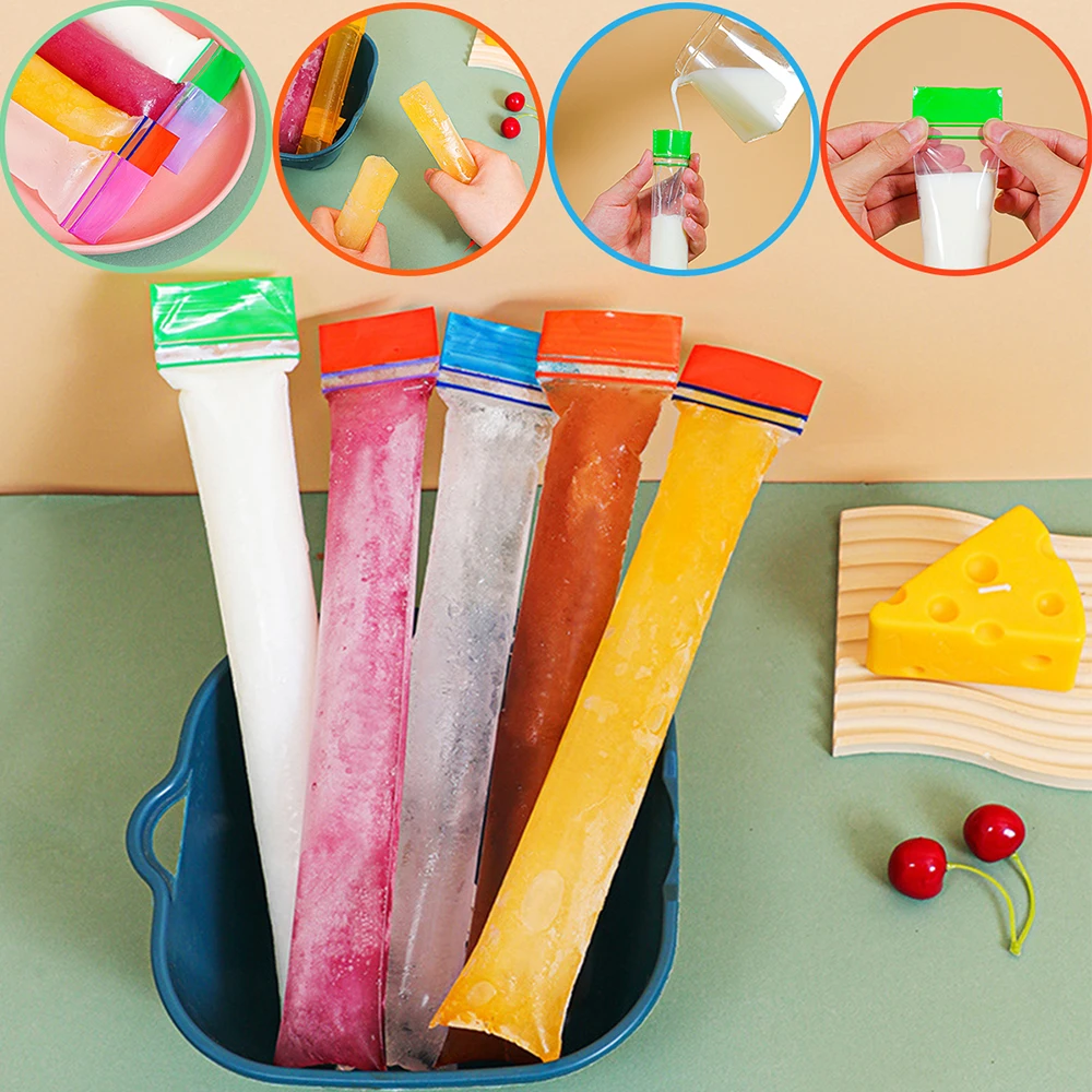 100-200Pcs-Disposable-Ice-Popsicle-Bags-Freezer-Tubes-Ice-Pop-Mold ...