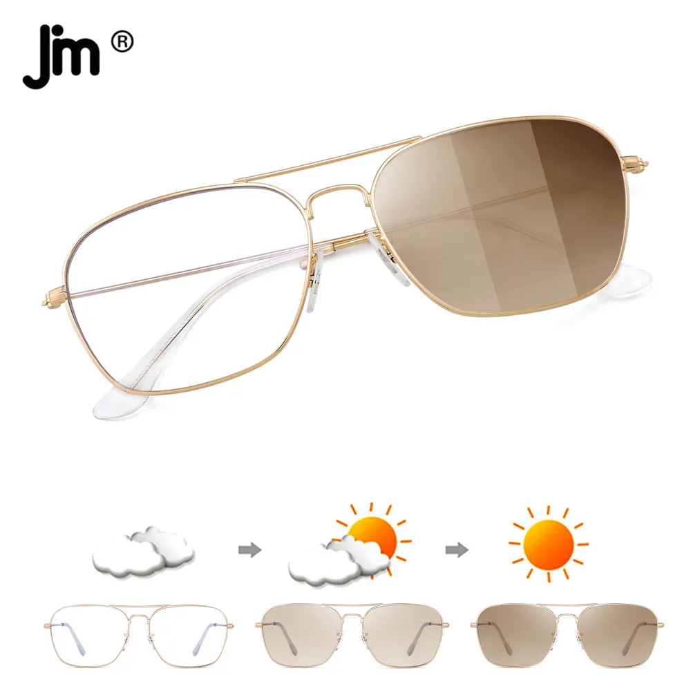 JM Retro Photochromic Blue Light Computer Glasses Square Vintage Men ...