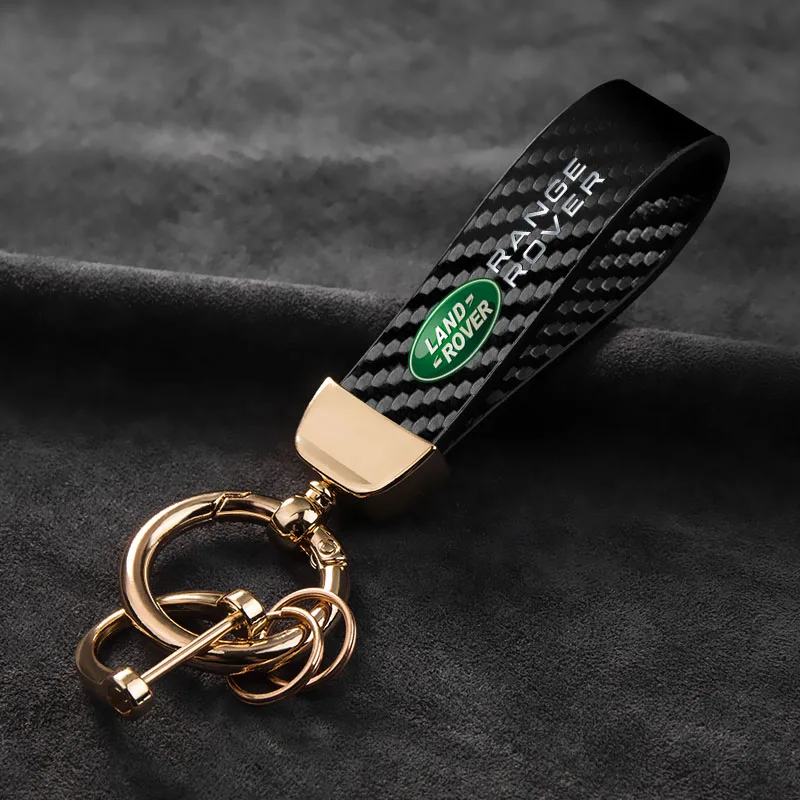 Leather Carbon Fiber Car Keychain Zinc Alloy Keyrings For Land Rover ...