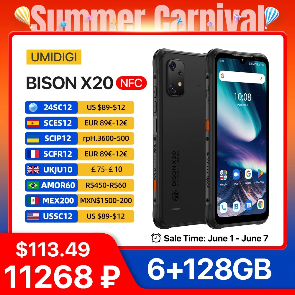 UMIDIGI-BISON-X20-tel-fono-inteligente-con-Android-13-procesador-MTK-Helio-P60-octa-core ...