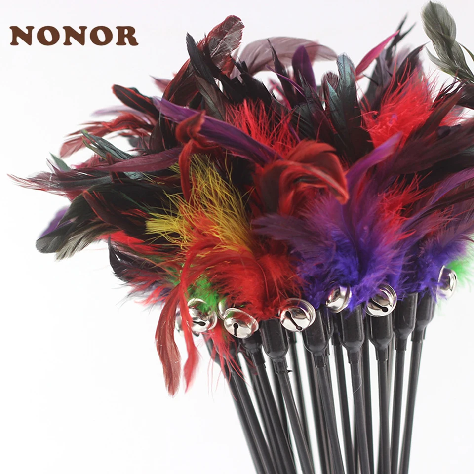 NONOR Cat Feather Stick Toy For Cats Kittens Interactive with Bell Pet ...