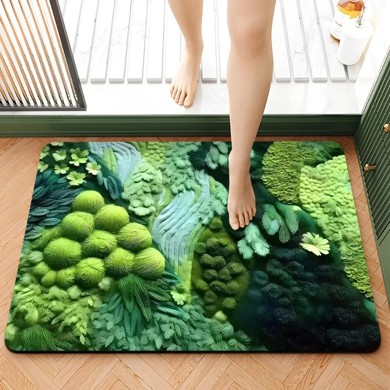 Diatom-Mud-Shower-Room-Mat-Rainforest-Pattern-Absorbent-Bath-Mat-Non ...