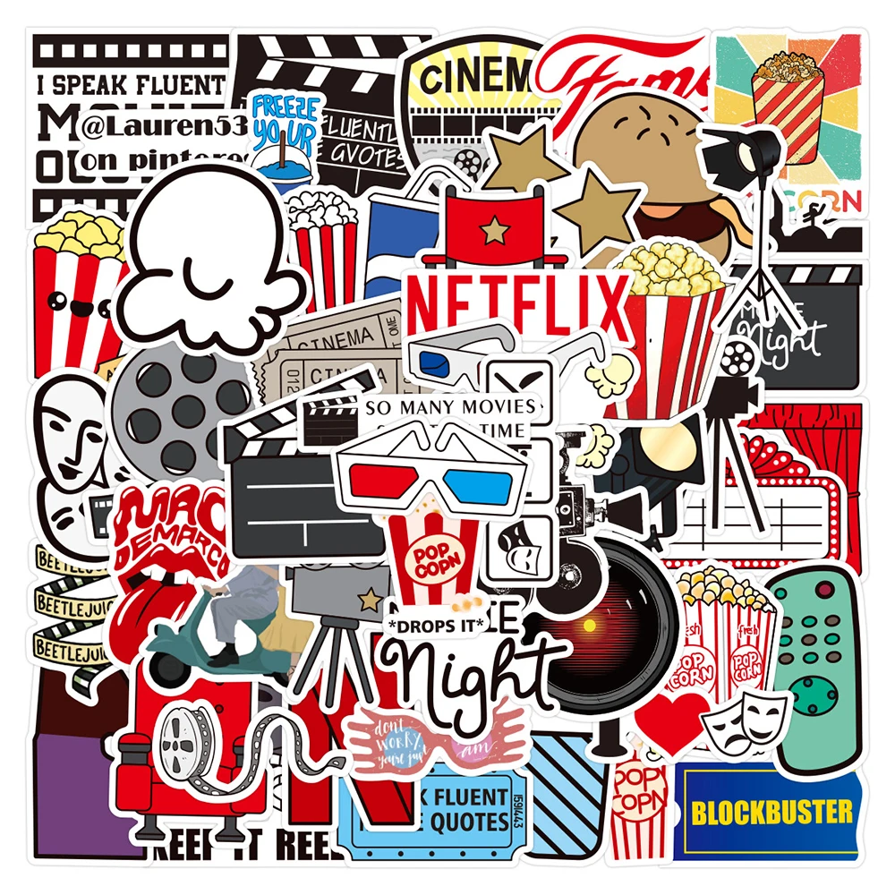 10-30-50PCS-Movie-Shooting-Cinema-Cartoon-Sticker-Camera-Popcorn-Film ...