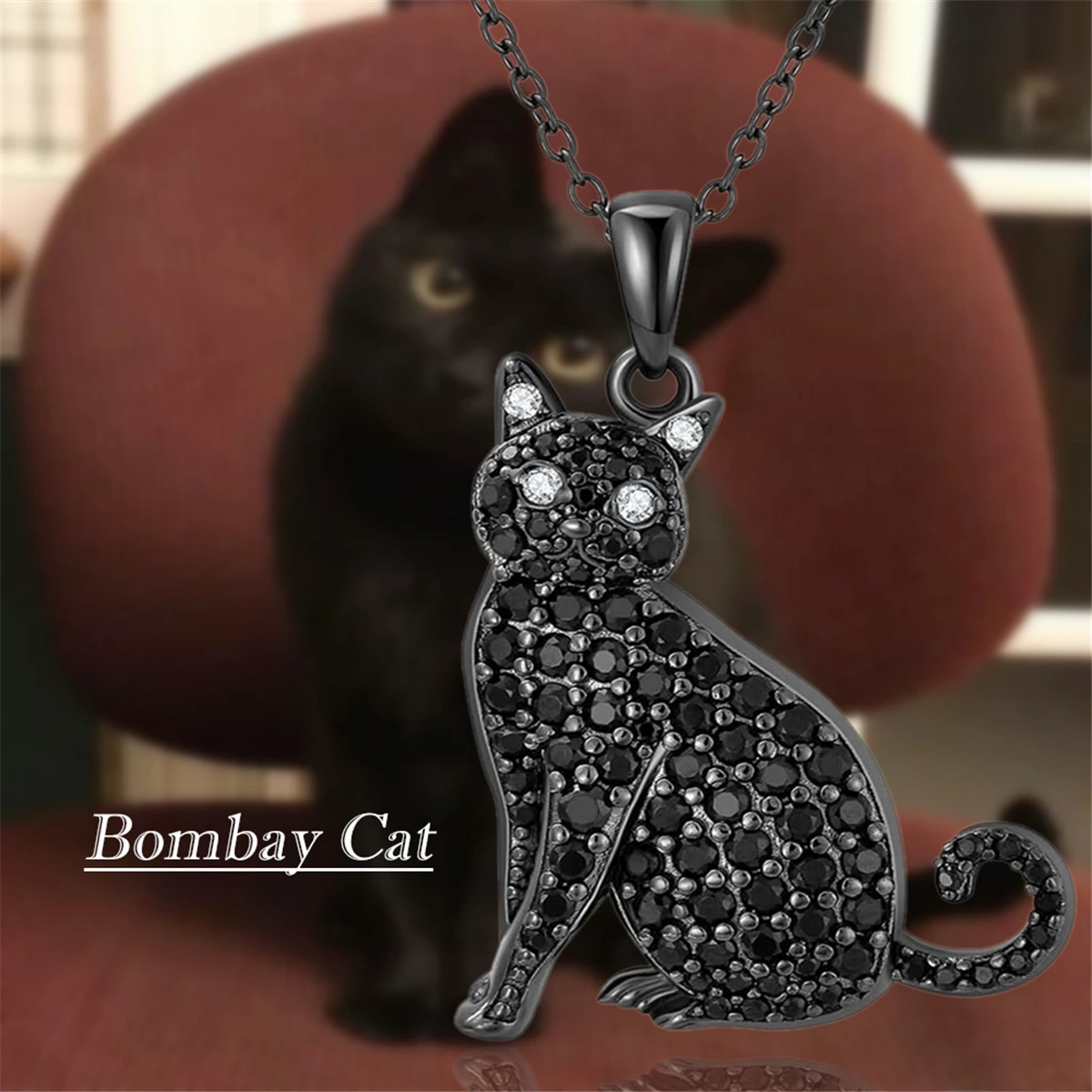 Creative-Cute-Bombay-Cat-Pendant-Necklace-for-Women-Elegant-Pet-Black ...