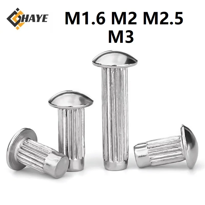 M1.6 M2 M2.5 M3 Knurled Solid Rivets for Name Plate Round Button Head ...