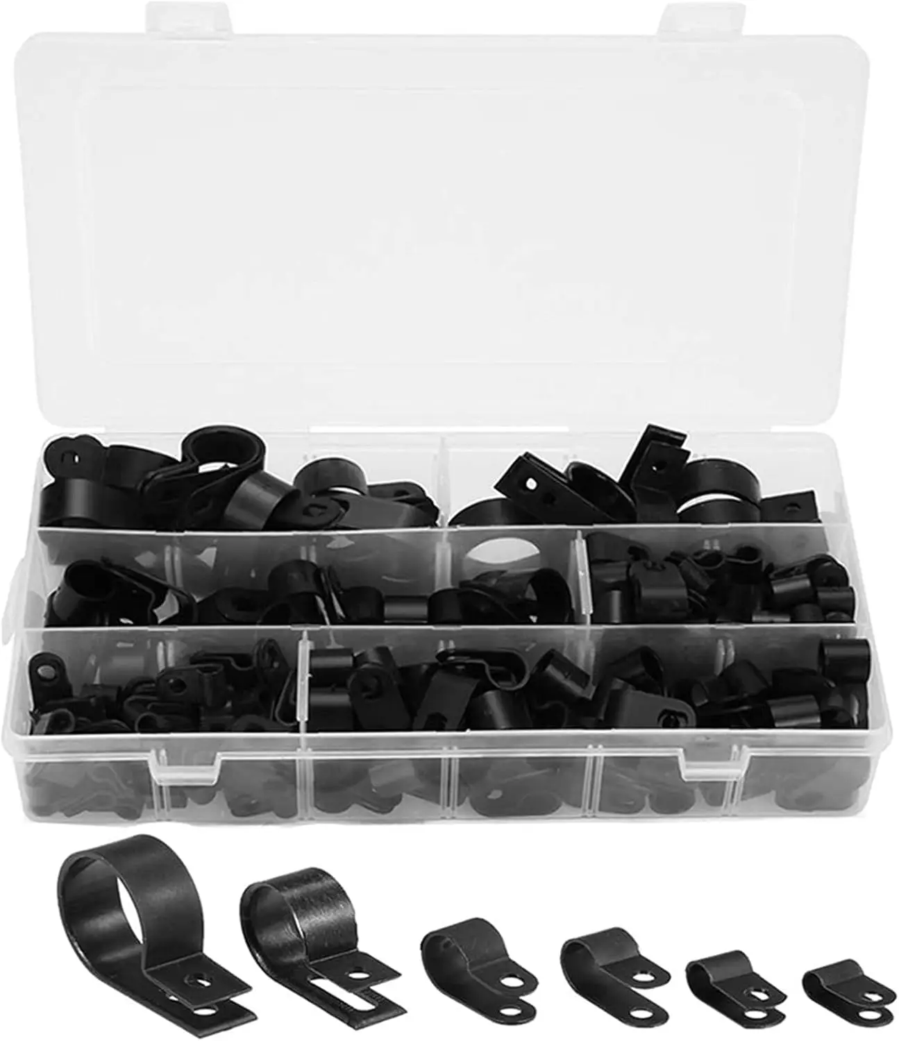 200PCS Nylon Plastic P/R Type Cable Clamp Cable Guide Clamp Car Buckle ...
