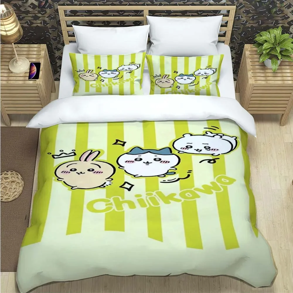 Cartoon-Chiikawa-Pattern-Quilt-Cover-With-Pillowcases-3D-Digital ...