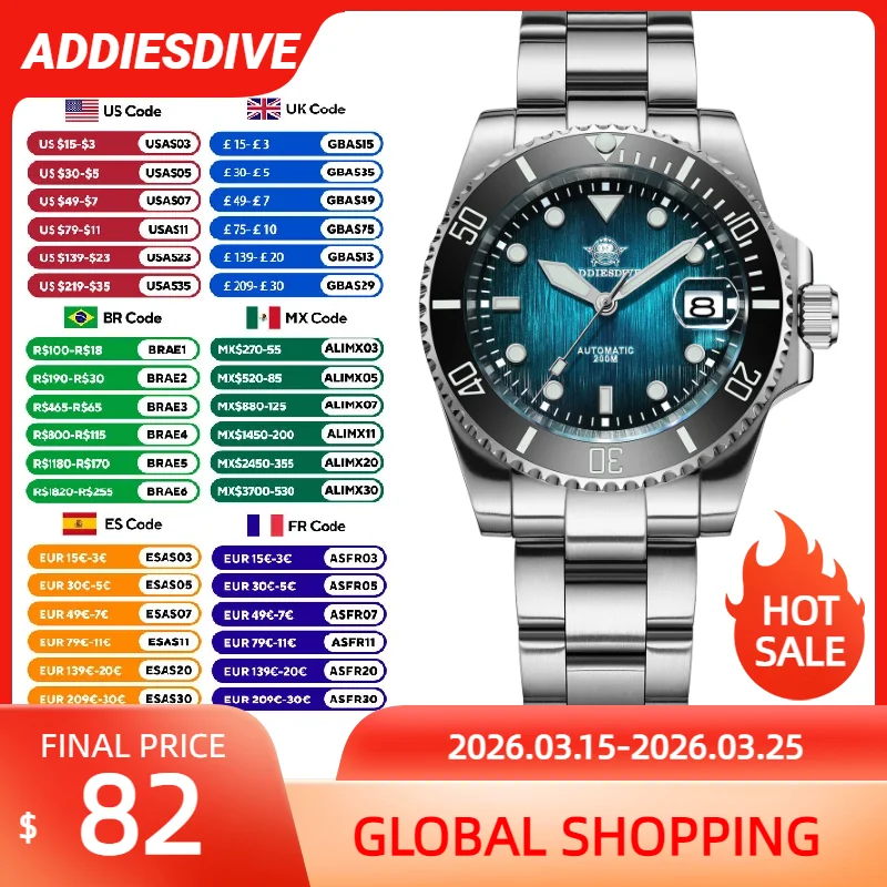 ADDIESDIVE Orologio meccanico automatico da sub di moda di lusso ...