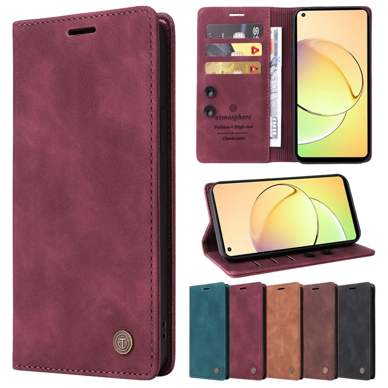 Wallet Magnetic Leather Cover For OPPO A96 A95 A94 A77 A74 A57 A55 A54S ...