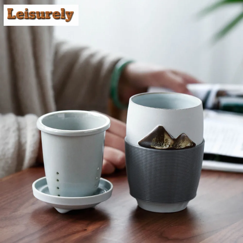 300ml-Painted-Landscape-Ceramic-Cup-with-Lid-Filter-Coarse-Pottery ...