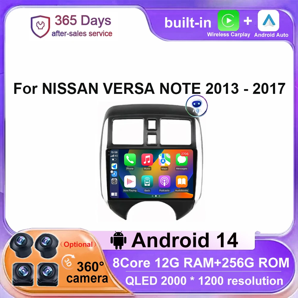 Auto-Carplay-Head-Unit-Android-14-For-NISSAN-VERSA-NOTE-2013-2017-Car ...