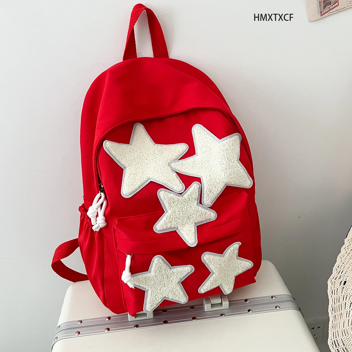 Kawaii-Star-Decor-Backpack-Cute-Preppy-Canvas-School-Bag-Women-s ...