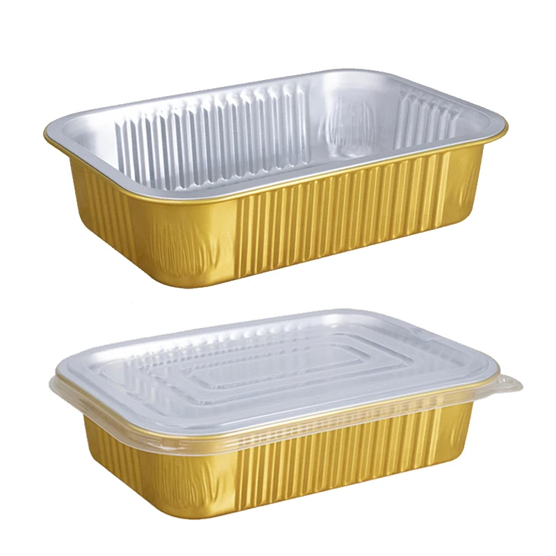 50 Pieces of Gold Aluminum Foil Tin Paper Box Disposable Barbecue Pot ...