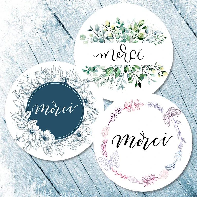 3.5/4.5cm Merci Thank You Stickers for Parties Wedding Xmas Stickers ...
