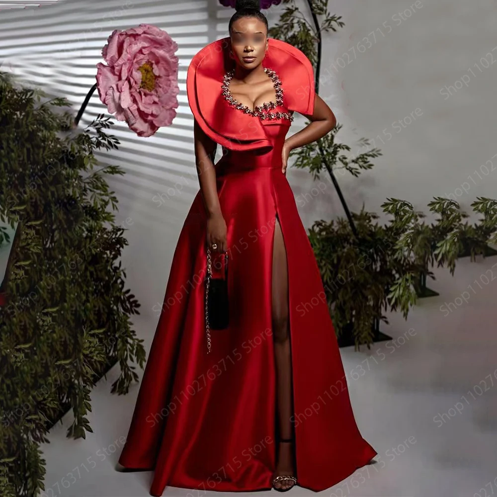 Robe-de-Soir-e-Longue-et-l-gante-avec-Perles-pour-Femme-Col-Rond ...
