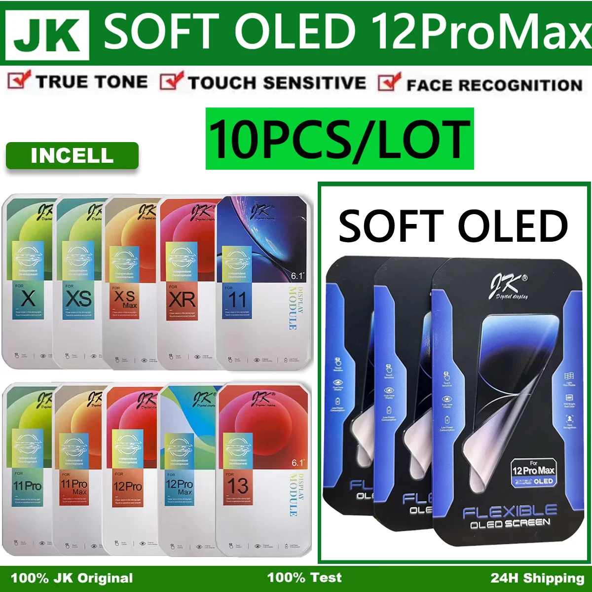 10PCS-ORIGINAL-JK-LCD-Display-For-iPhone-X-XR-Xs-11-12-13-13pro-12Pro ...