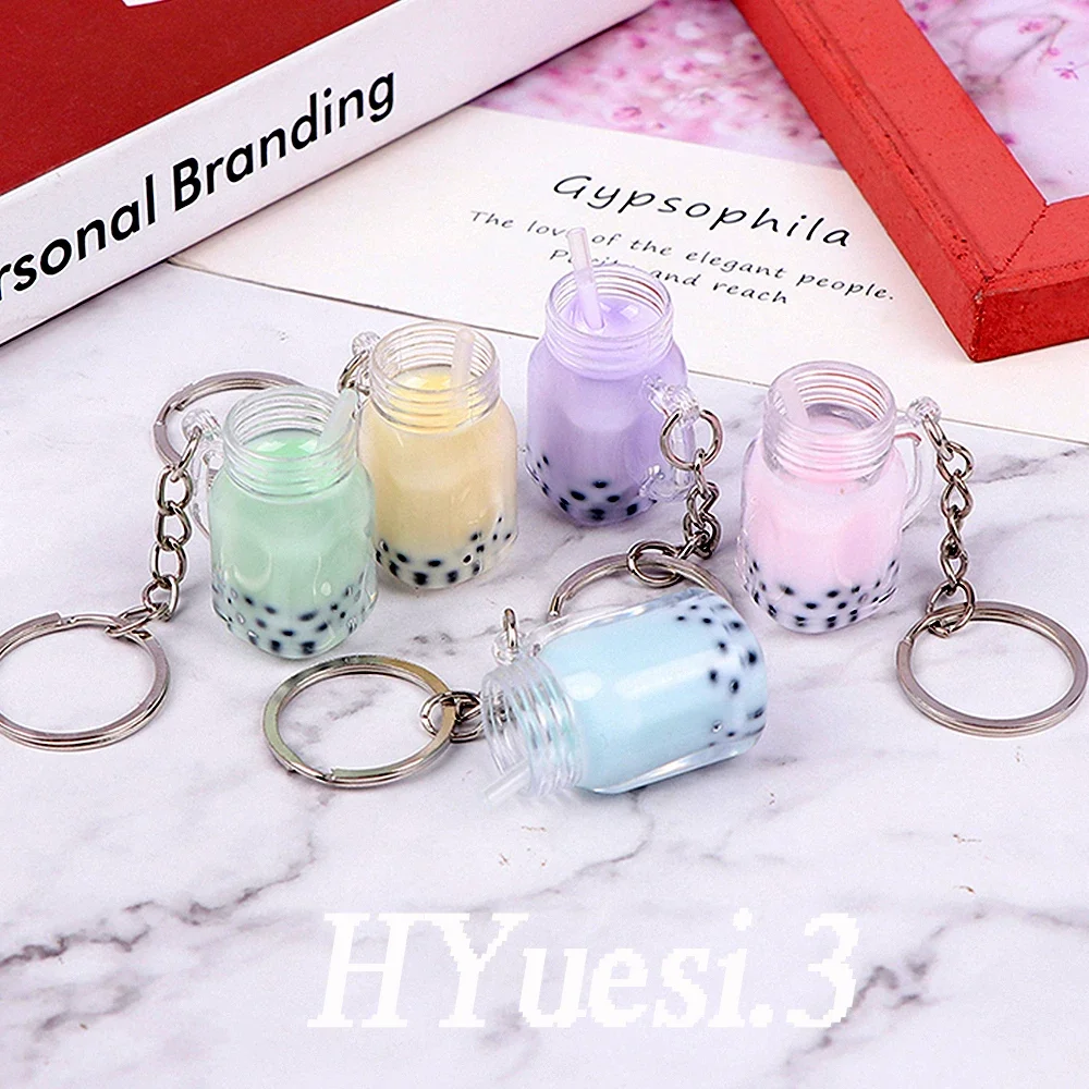 Creative-Simulation-Bubble-Tea-Keychain-Kawaii-Boba-Milk-Tea-Bottle ...