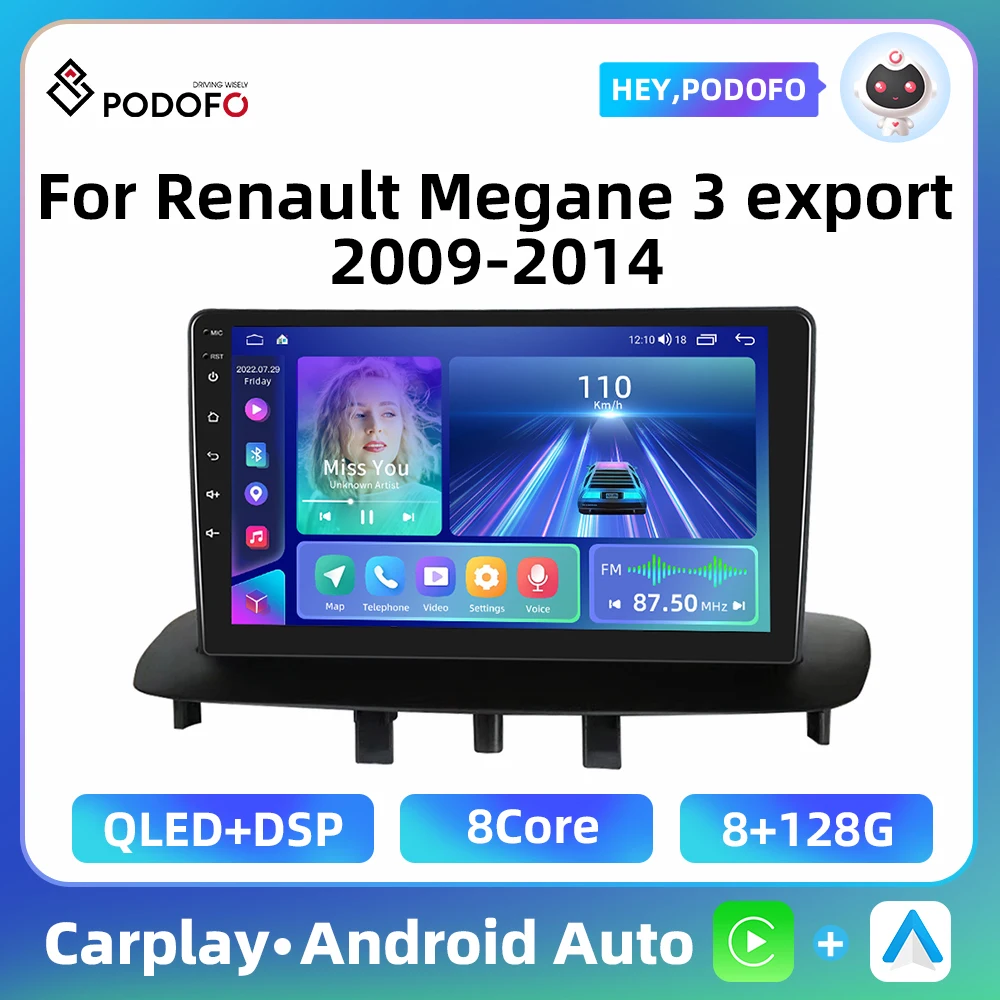 Podofo Car Multimedia Player For Renault Megane 3 2009 2014 2 Din Android Radio GPS Navigation ...