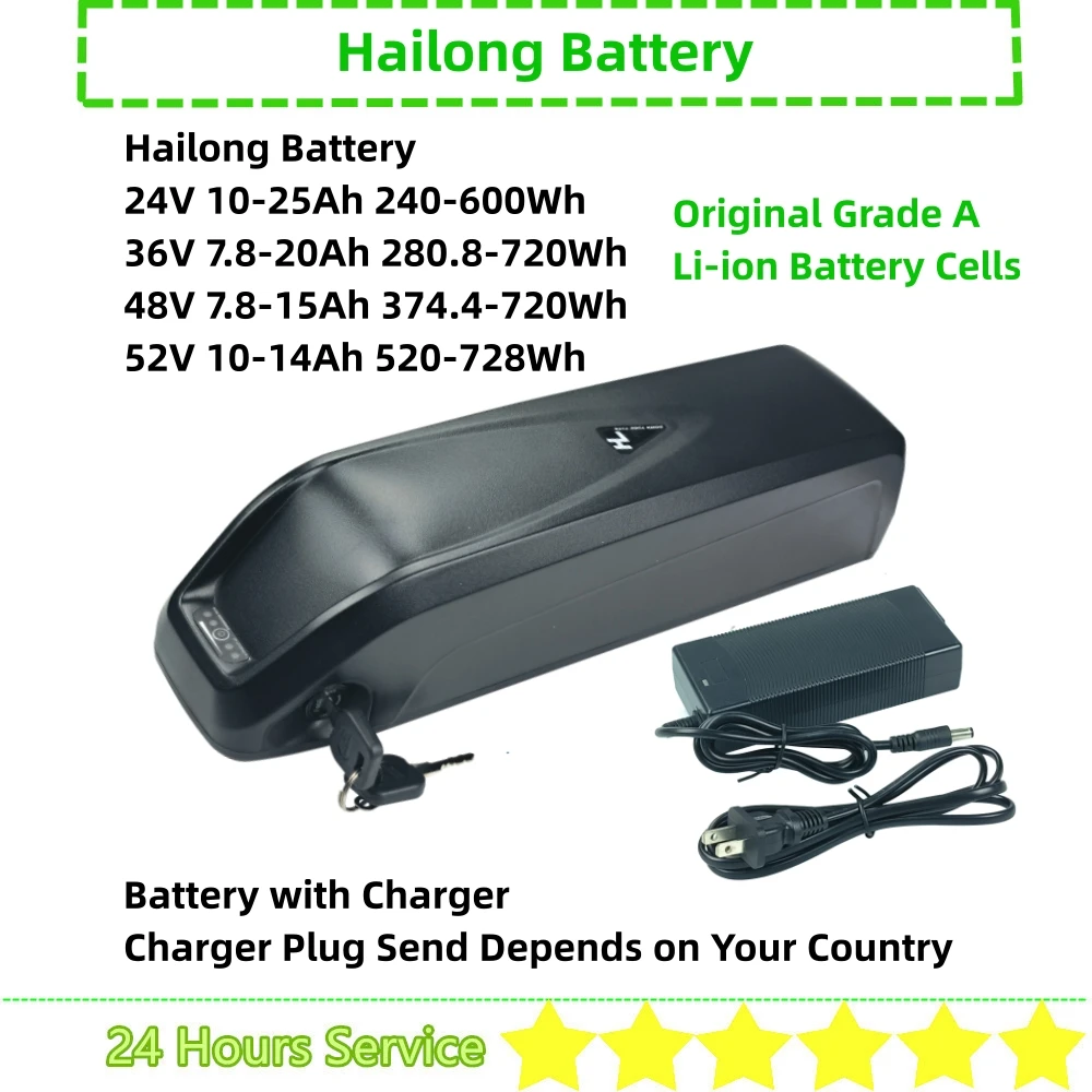 Original Hailong Ebike Battery 24v 36v 48v 52v 8ah 10ah 14ah 17ah ...
