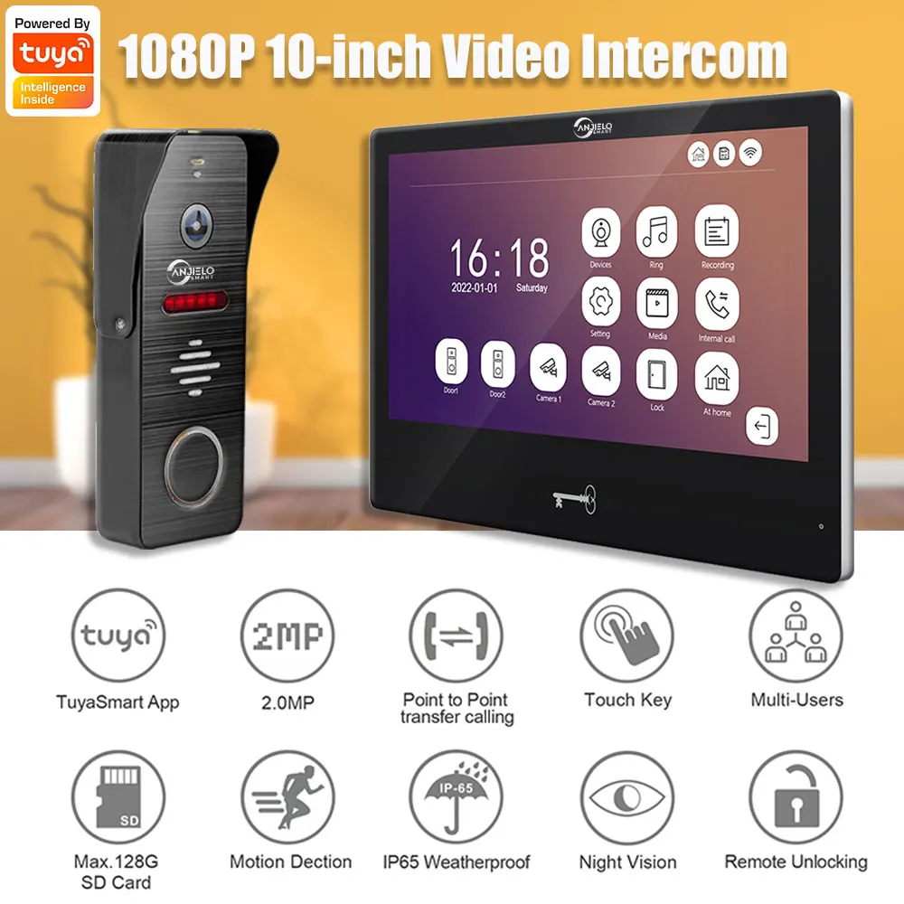 Intercomunicador-de-v-deo-con-pantalla-t-ctil-timbre-Visual-de-10 ...