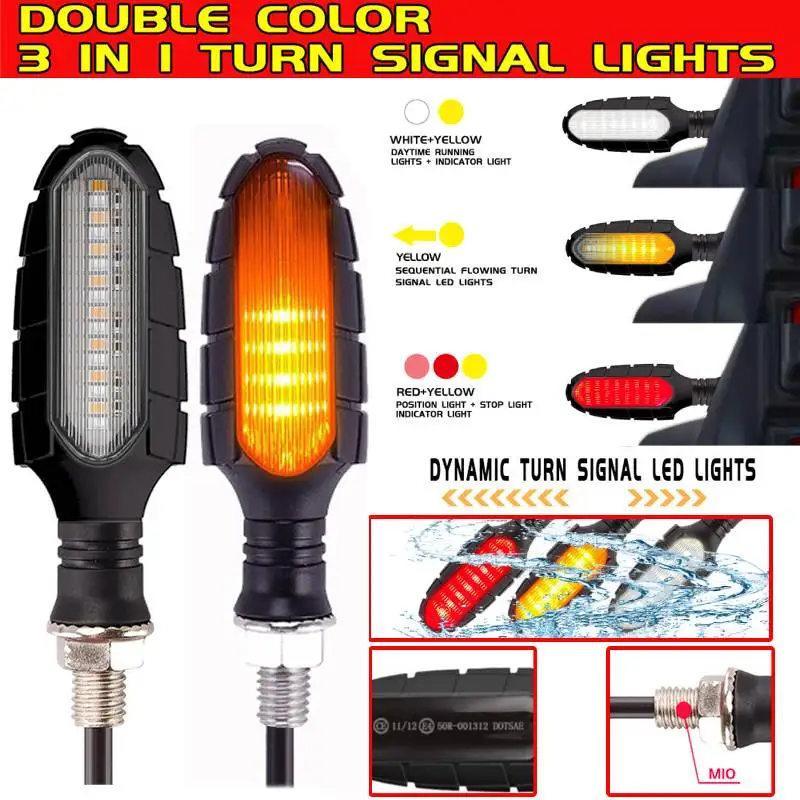 Motorcycle Turn Signals LED Light 12V 10mm Flowing Water Blinker Light ...