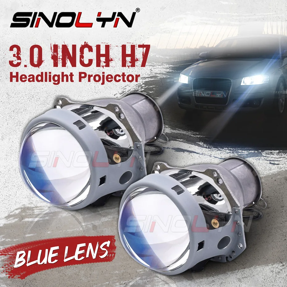 Sinolyn H7 D2s D2h Blue Hella 3r Lens 3 Inch Bi-xenon Car Lenses For Headlight H7 Led Projector ...