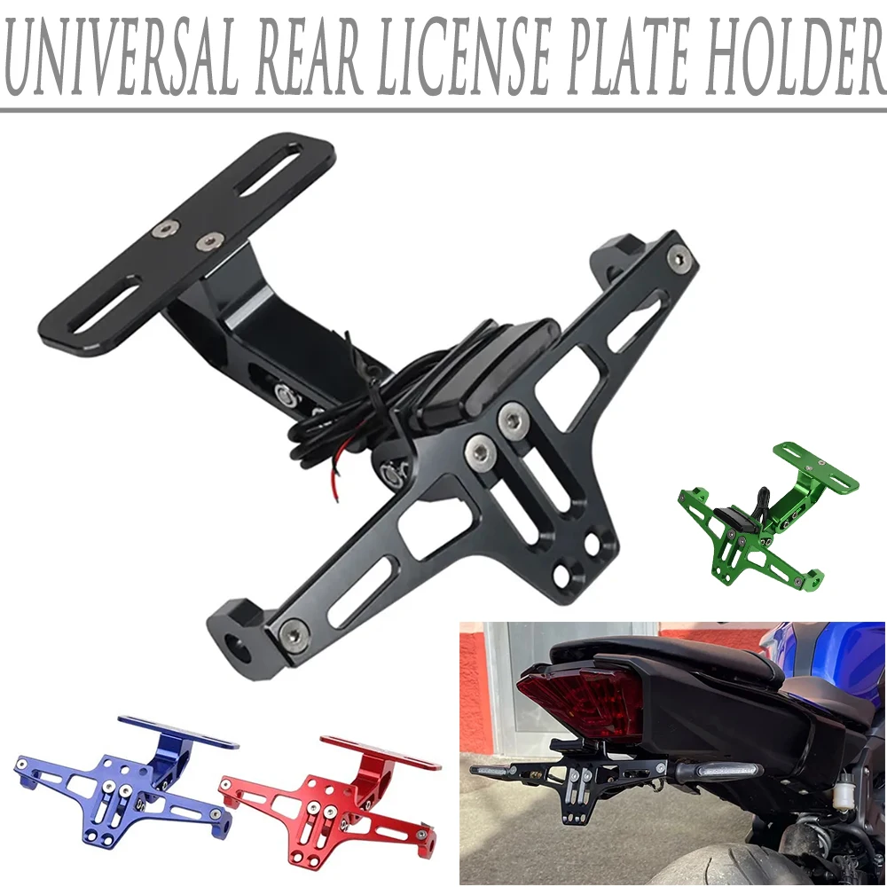 Universal-Motorcycle-Rear-License-Plate-Holder-Frame-Adjustable-Turn ...