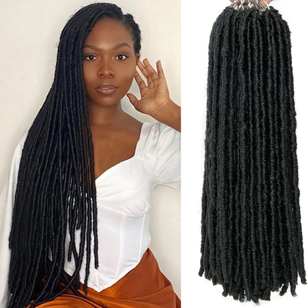 18 Inch Goddess Faux Locs Straight Gypsy Locs Crochet Hair Black ...