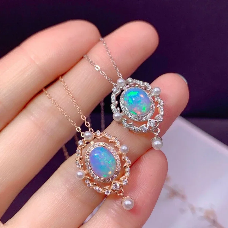 Natural-Opal-Pendant-Women-Anniversary-Gift-Genuine-White-Opal-Gemstone-Necklace-High-Jewelry ...