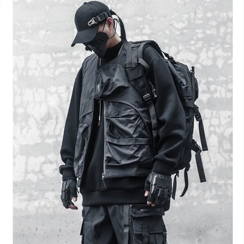 Techwear-Patchwork-Punk-Hip-Hop-Cargo-Vest-Winter-Men-Multi-pocket ...