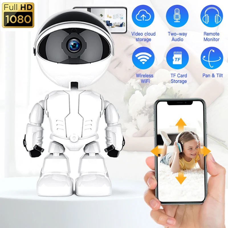 360 ° HD Robot Camera 1080P Wireless IP Security WiFi 2MP Surveillance ...