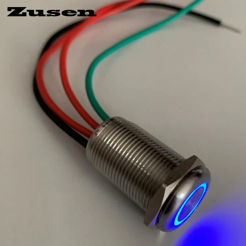 Zusen 터치 스위치 온/오프 래칭 순간 와이어, 6 24V 링 LED 조명, IP67 방수, 16mm, 19mm, 22mm|스위치| - AliExpress