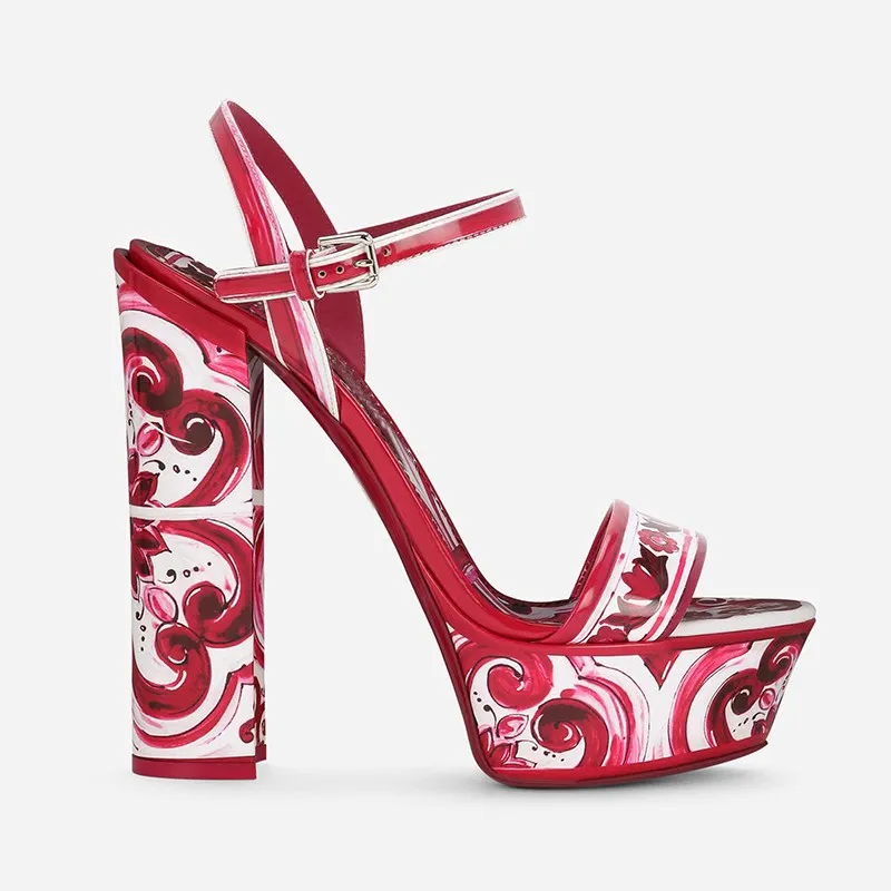 Red-Porcelain-Print-Ruby-Platform-Block-Heel-Sandals-Woman-Summer-2024 ...