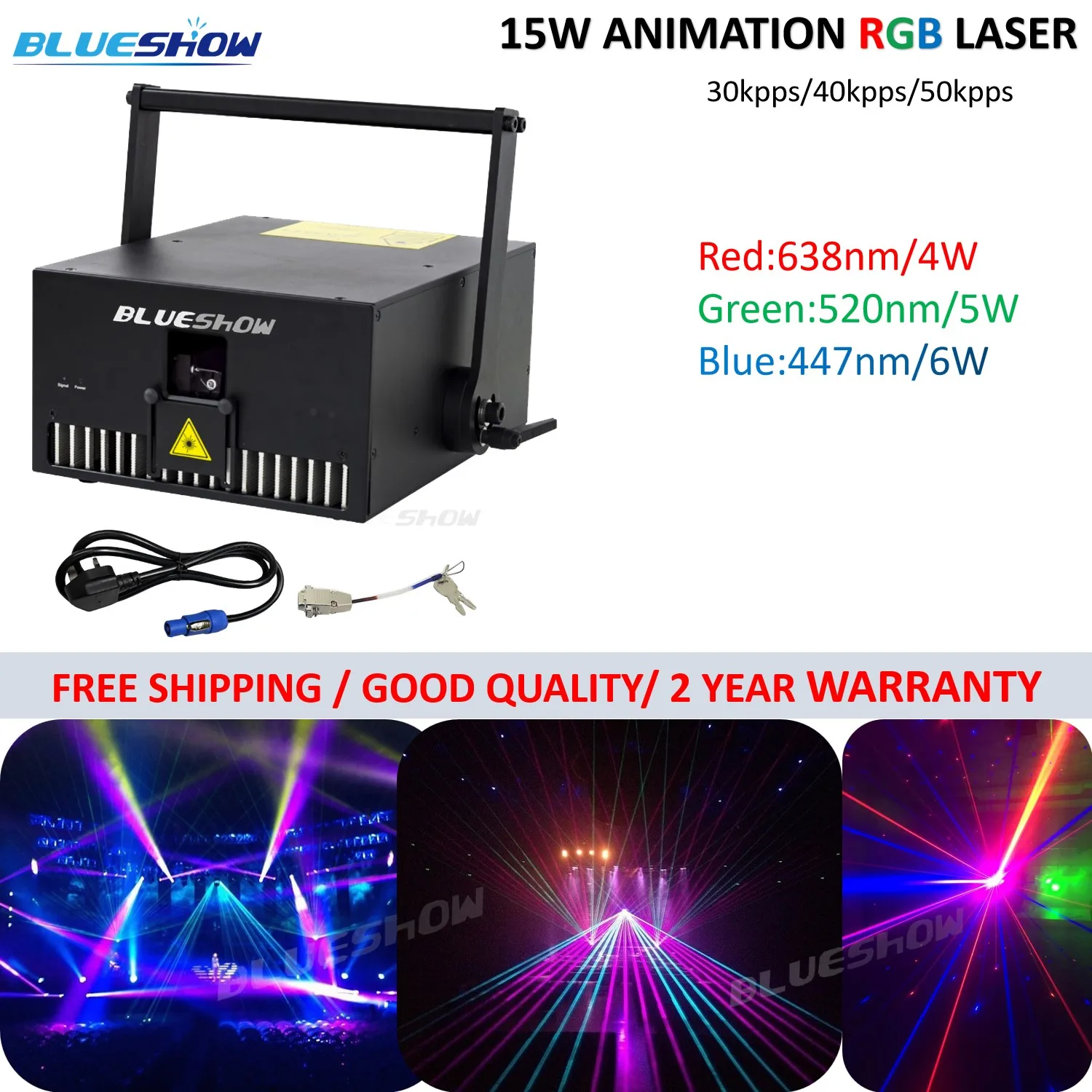 RGB Laser 15W Große power Multi farbe RGB Laser Projektor 15Watt Bühne ...