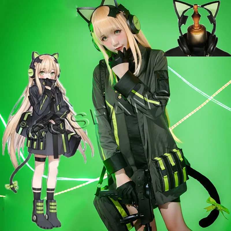 애니메이션 게임 소녀 전선 코스프레 의상 할로윈 전투 복장 게임 Tmp 코스프레 세트 사용자 정의 크기 코스프레 가발 풀