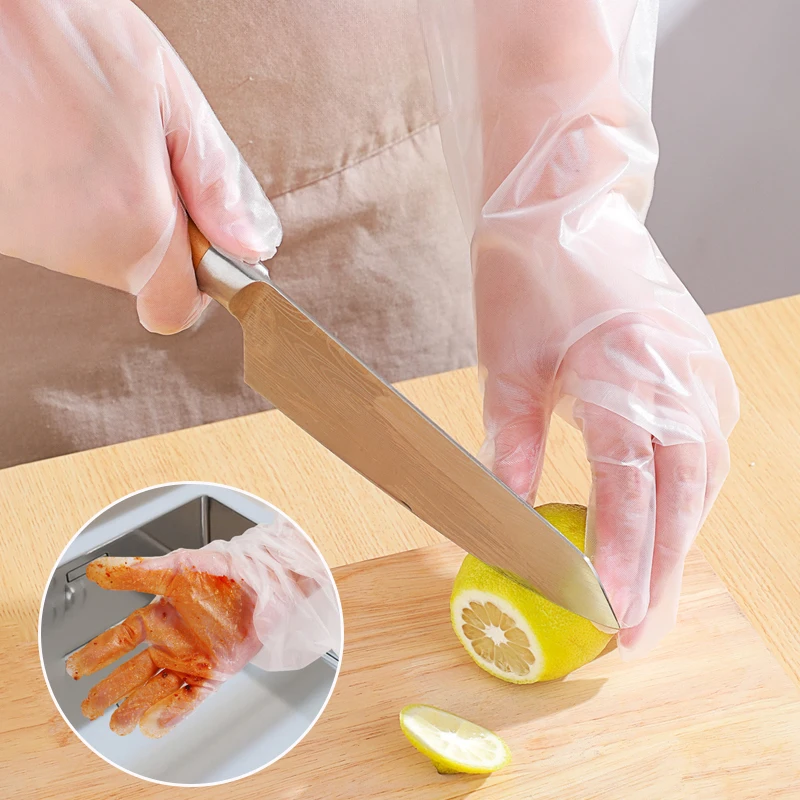 Food Grade Disposable Extended Thickened Gloves Kitchen Dishwashing And ...