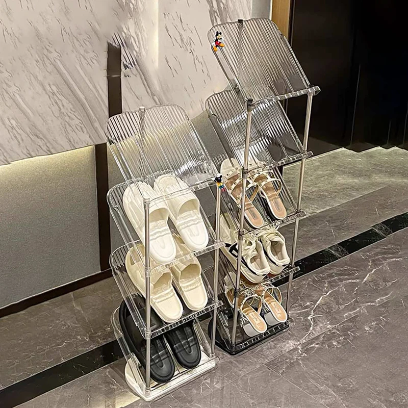 4-Layer-Transparent-Sloping-Shoe-Shelf-Free-Standing-Detachable-Shoes ...
