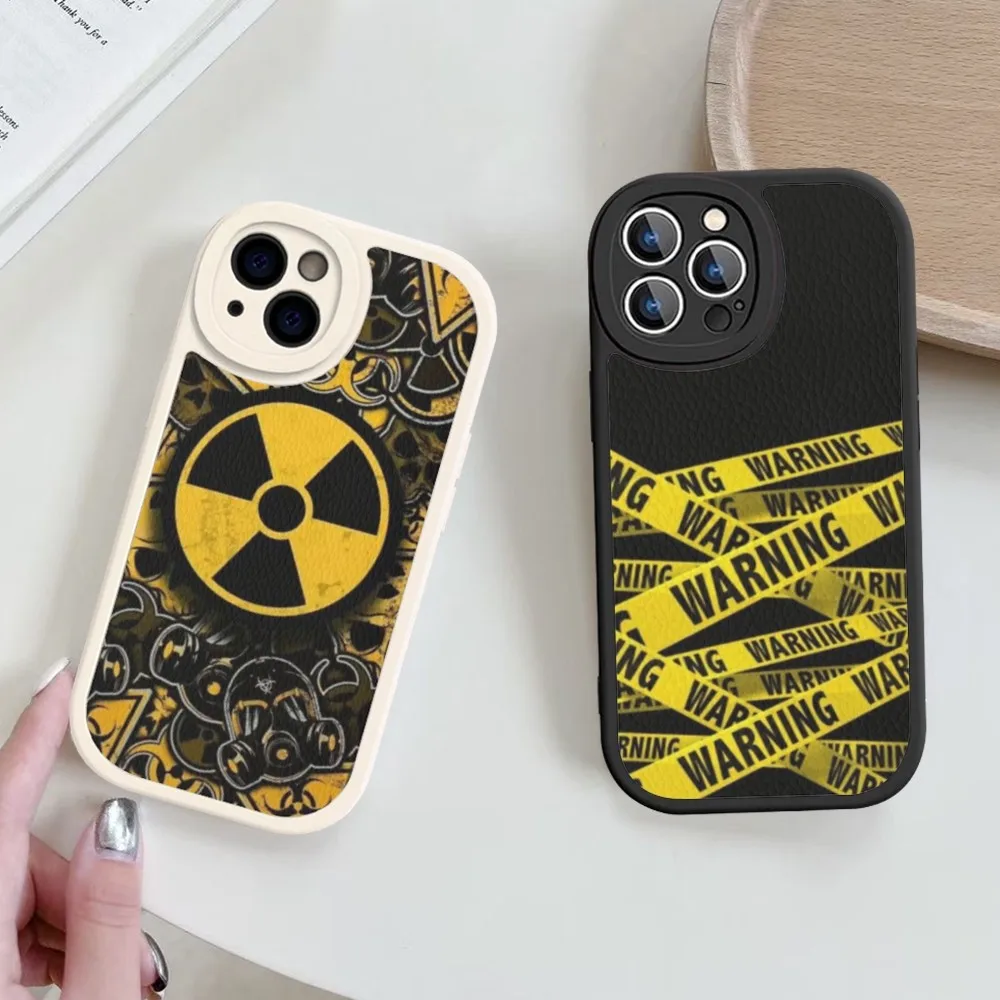 Warning-Sign-Phone-Case-Hard-Leather-For-iPhone-14-13-12-Mini-11-14-Pro ...