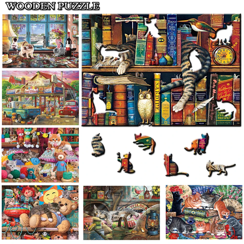 Jigsaw-Puzzle-Mysterious-Animal-Puzzles-Cat-Puzzle-Gift-for-Adult-Kids ...