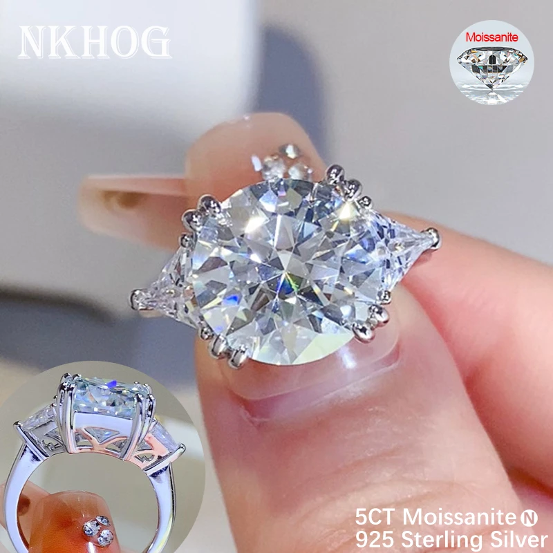 NKHOG-Real-5CT-Moissanite-S925-Silver-Ring-Women-Plated-Au750-Sparkling-Big-Diamonds-Wedding ...