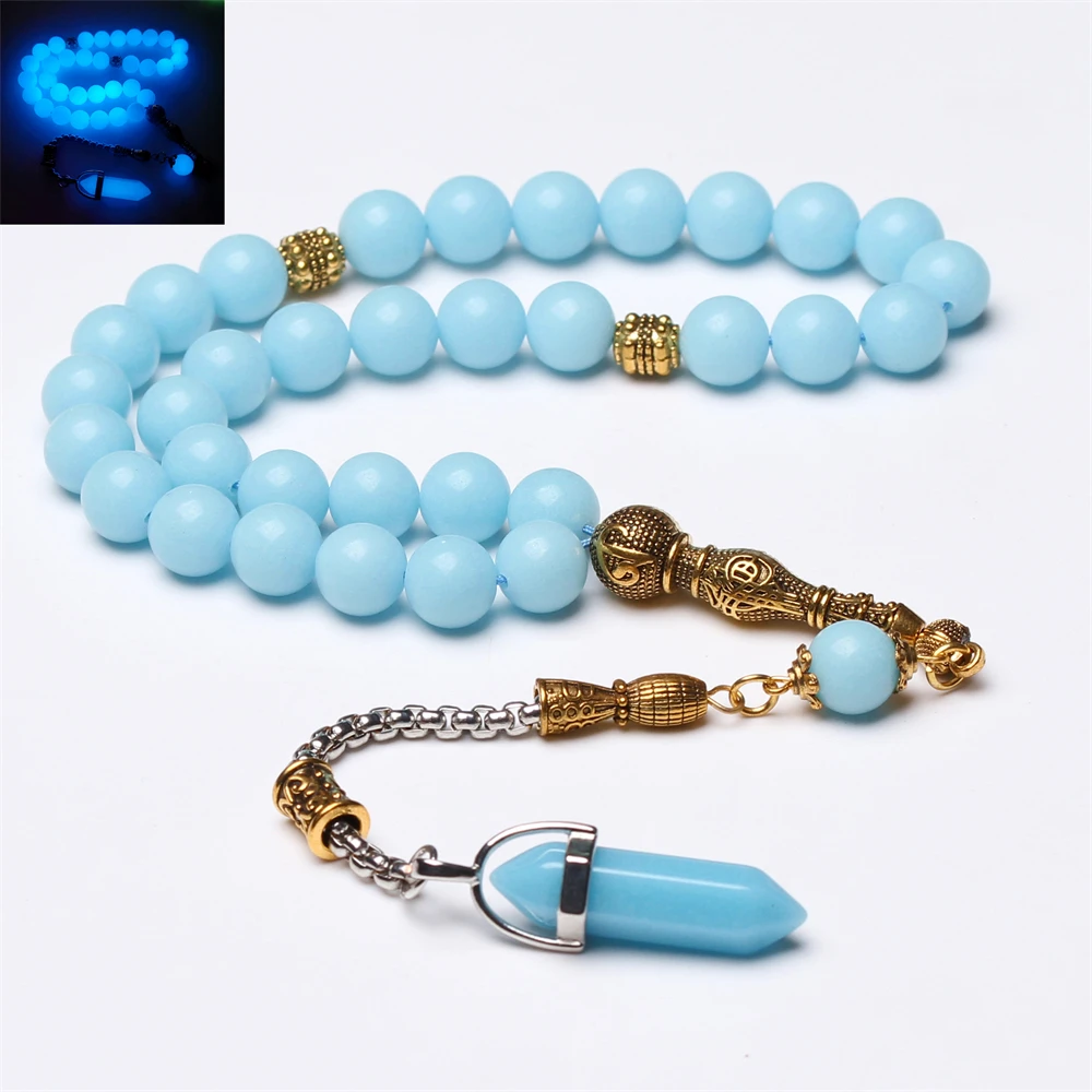 Muslim Tasbih Luminous stone Misbaha Metal tassel 33 66 99 prayer beads ...