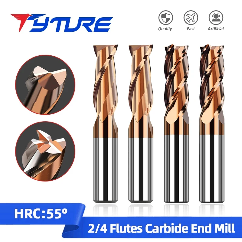 TYTURE-HRC55-CNC-Carbide-End-Mills-4-Flutes-Machine-Cutter-Tools-For ...
