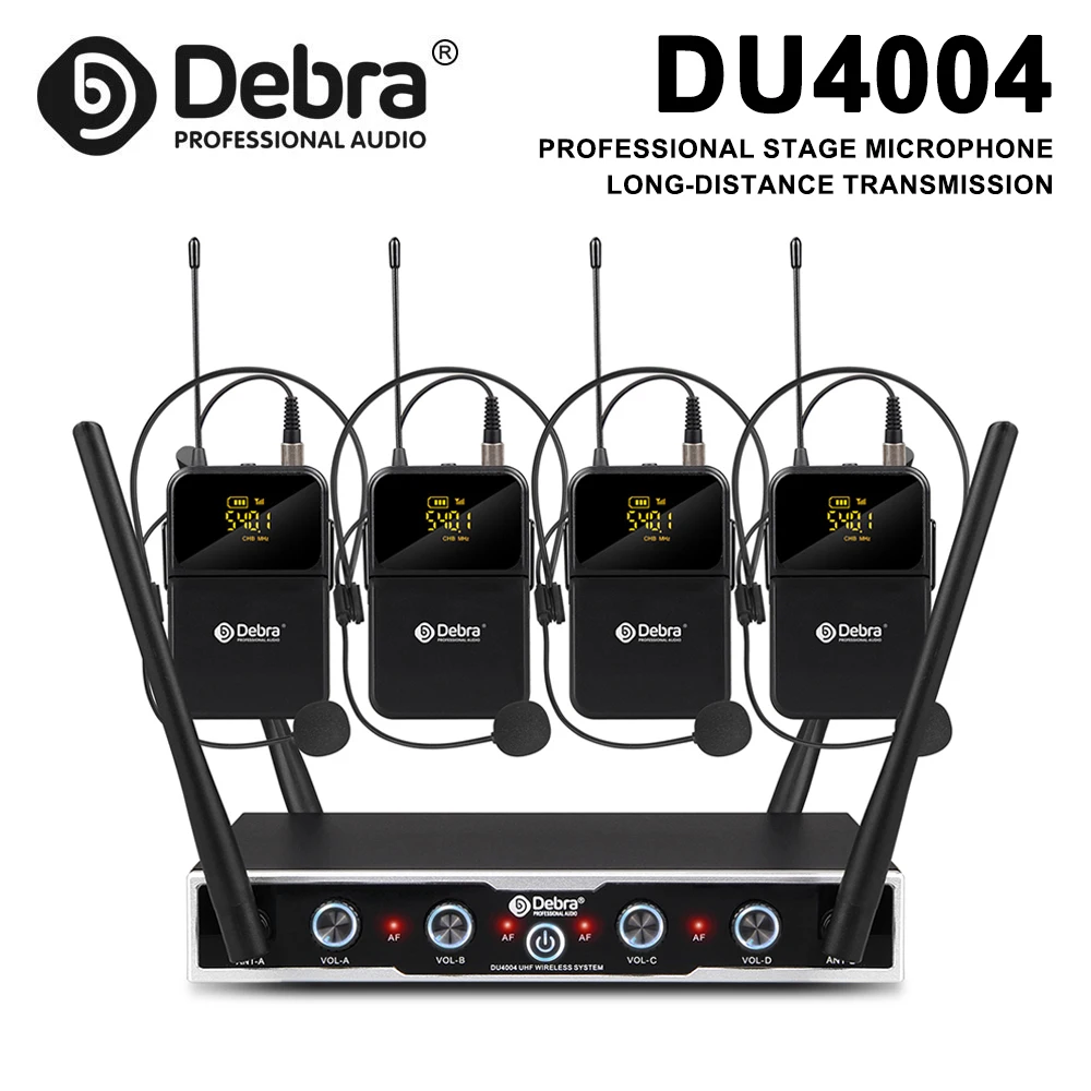 Debra-DU4004-Wireless-Conference-Microphone-System-UHF-4-channel ...