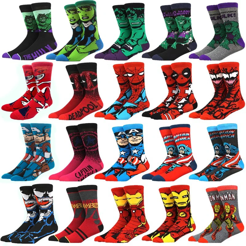 10-Pairs-of-Men-s-Fashionable-Cartoon-Anime-Superhero-Pattern-Outdoor ...