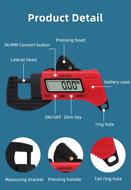 Mini Digital Thickness Gauge 0.01mm Precise Dial Thickness Gauge ...