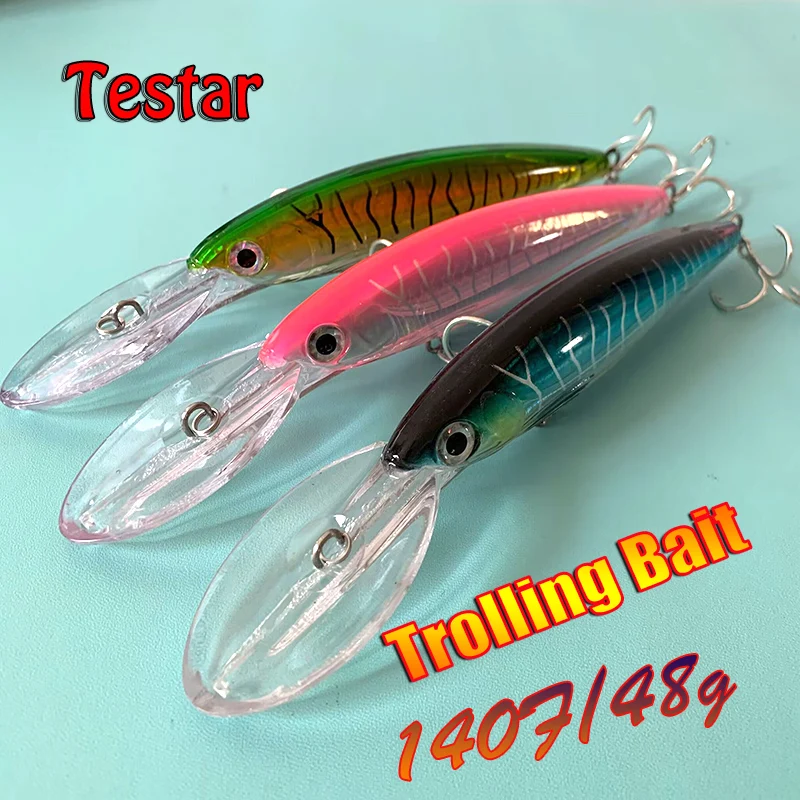 Testar-Fishing-Lure-140mm-48g-Trolling-Minnow-Saltwater-Boat-Fish-Slow ...