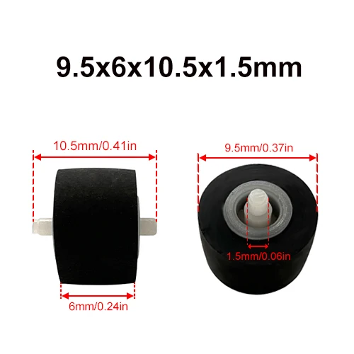 9-5x6x10-5x1-5mm-Rubber-Pinch-Roller-Wheel-With-Shaft-For-Tape-Recorder ...